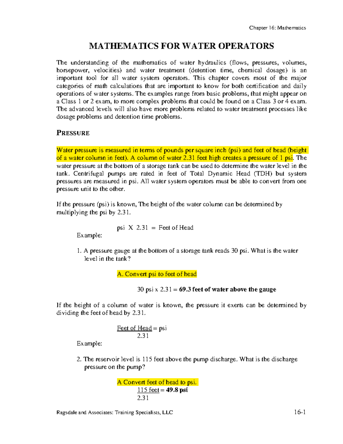 Math Plumbing For Review And Practice MATHEMATICS FOR WATER