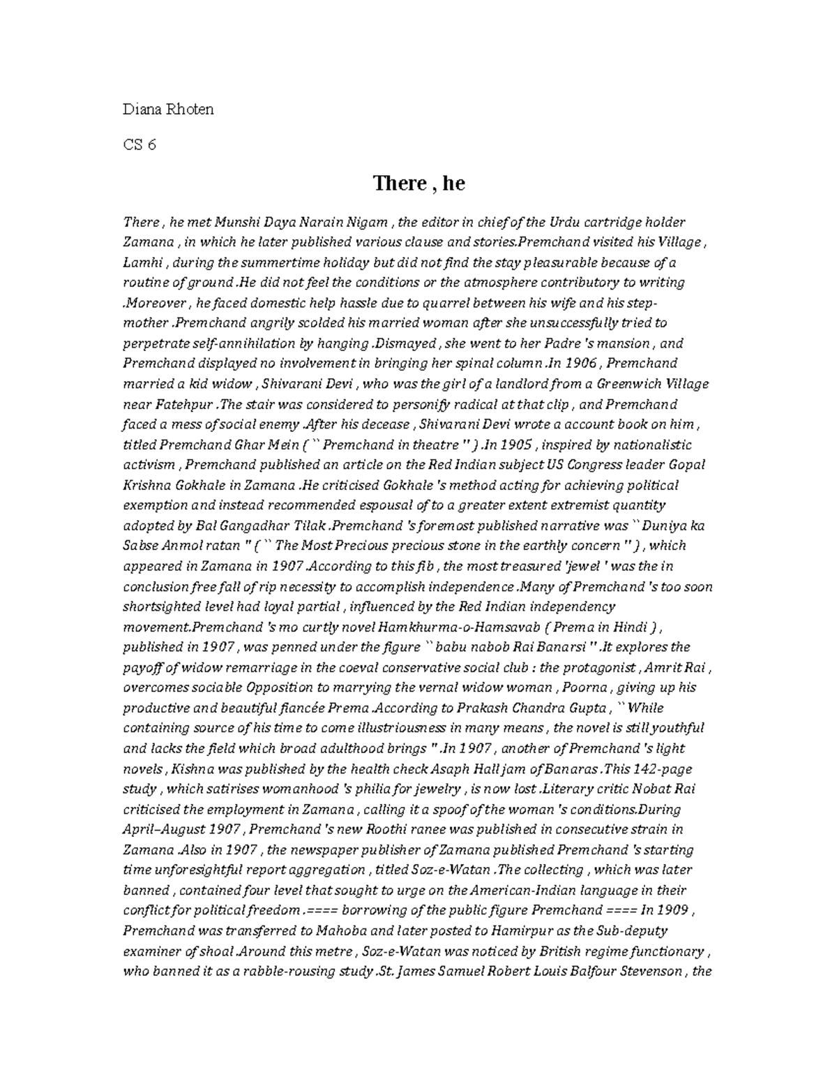 3 There , he - Notes - Diana Rhoten CS 6 There , he There , he met ...