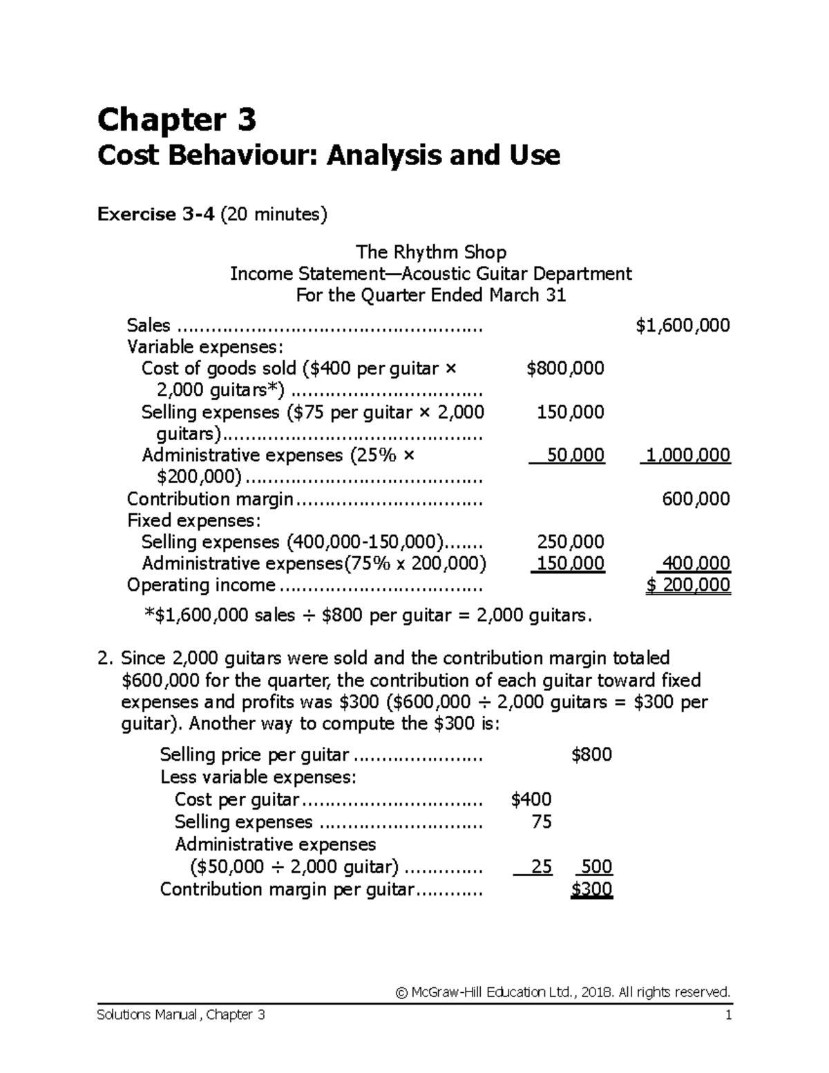Managerial Accounting 11th Canadian Edition Solutions Chapter 3 ...