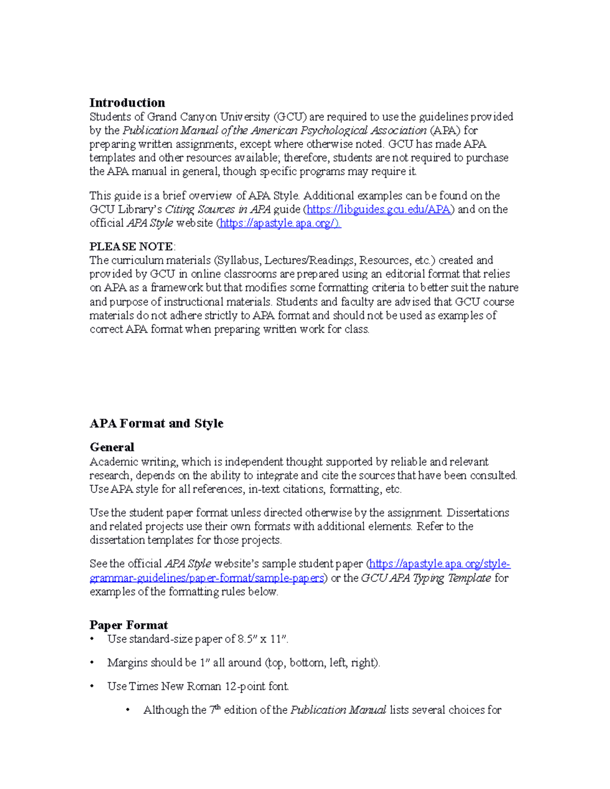 Writing Center Style APA 7th Edition Style Guide - Introduction ...