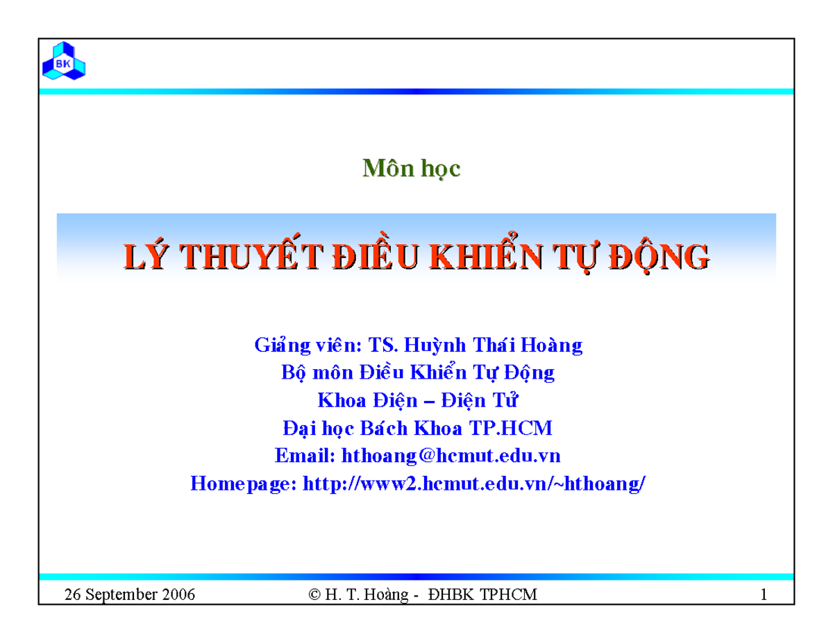 Chuong 8 Ltdktd - Ly thuyet dieu khien tu dong - LYŸ THUYE¡T —IE¿U KHIE≈N T÷œ —OƒNG LYŸ THUYE¡T ...