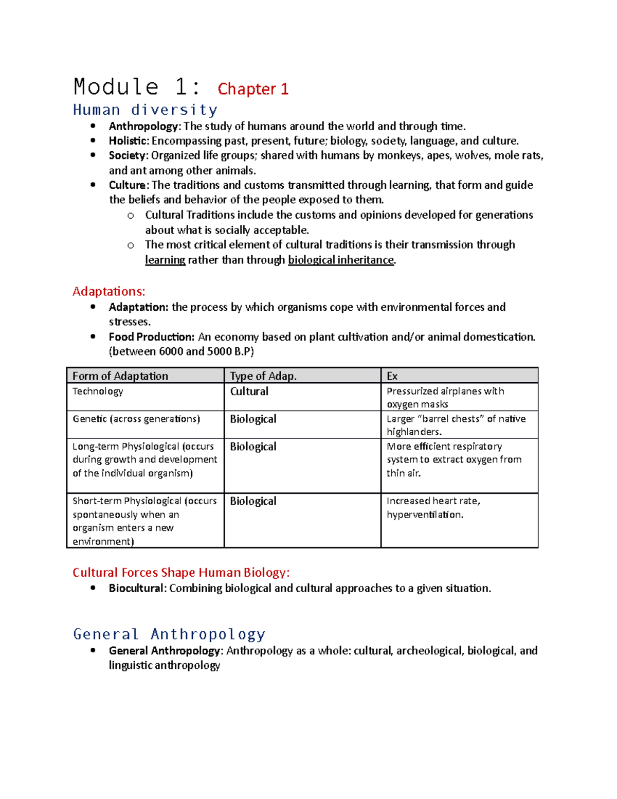 Chapter 1 - Module 1: Chapter 1 Human diversity Anthropology : The ...
