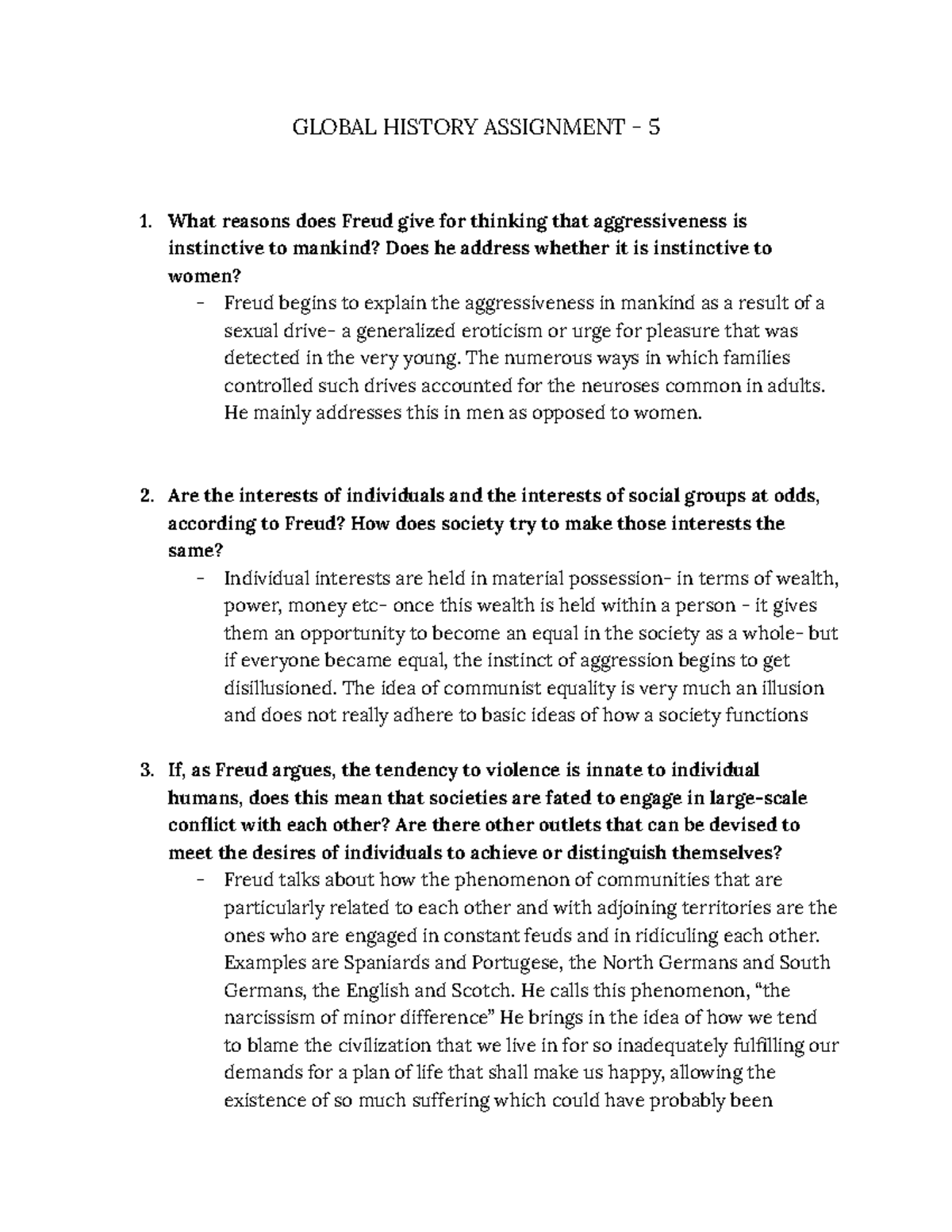 Global History Assignment - 5 - GLOBAL HISTORY ASSIGNMENT - 5 1. What ...