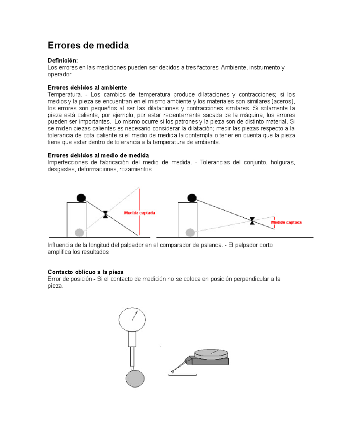Errores de medida metrologia - Errores de medida Definición: Los ...