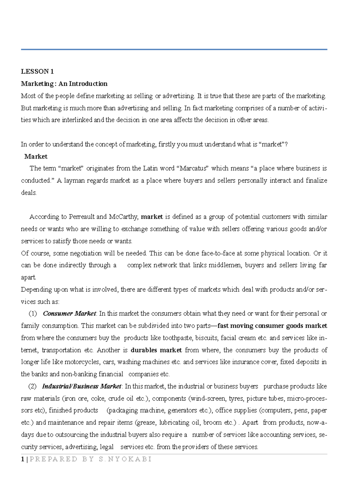 Lesson 1marketing introduction - LESSON 1 Marketing : An Introduction ...