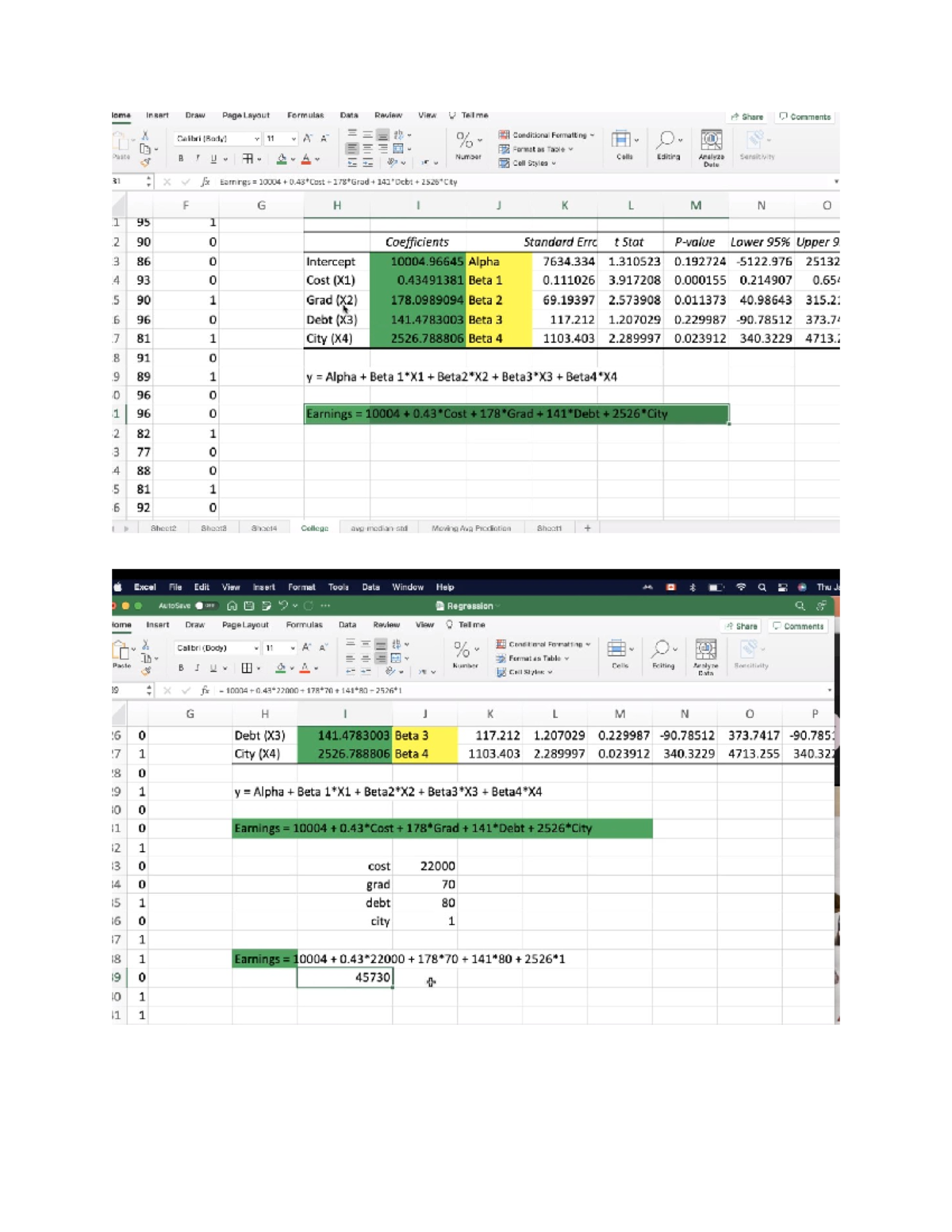 Regression screenshots - BUSI 650 - Studocu