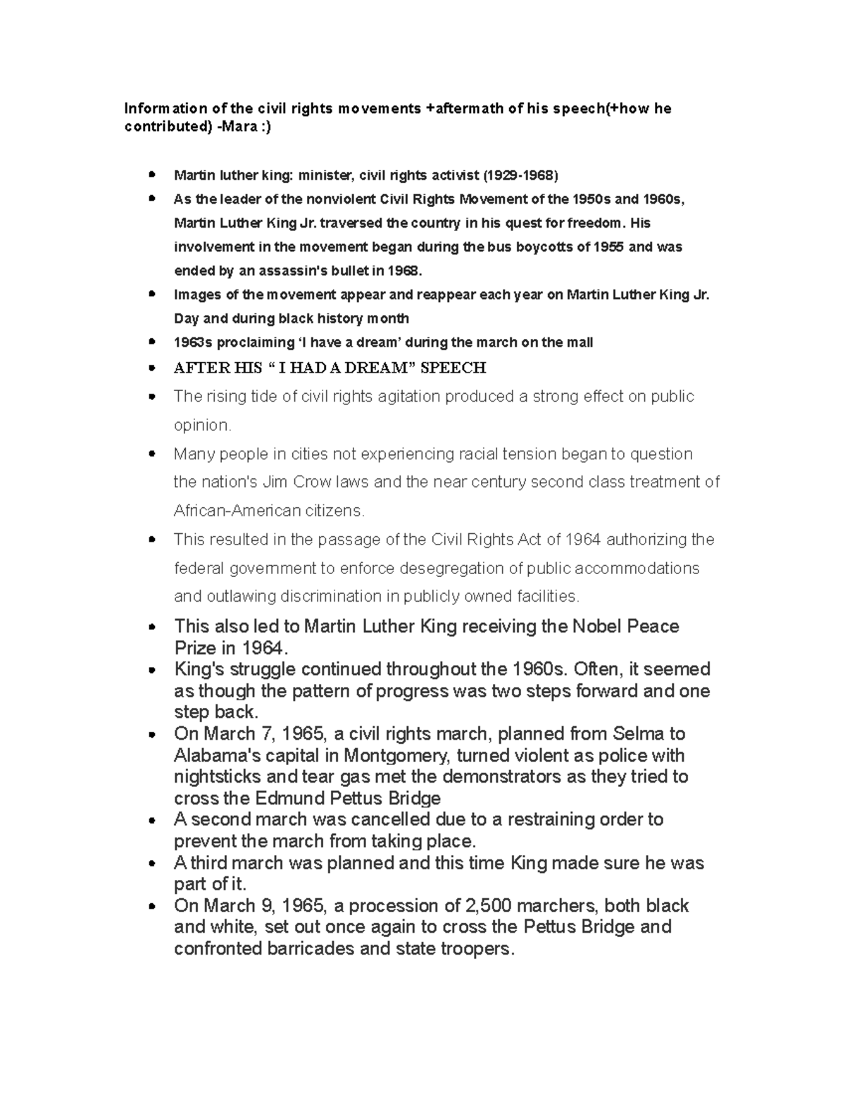 Information of the civil rights movements copy - Information of the ...