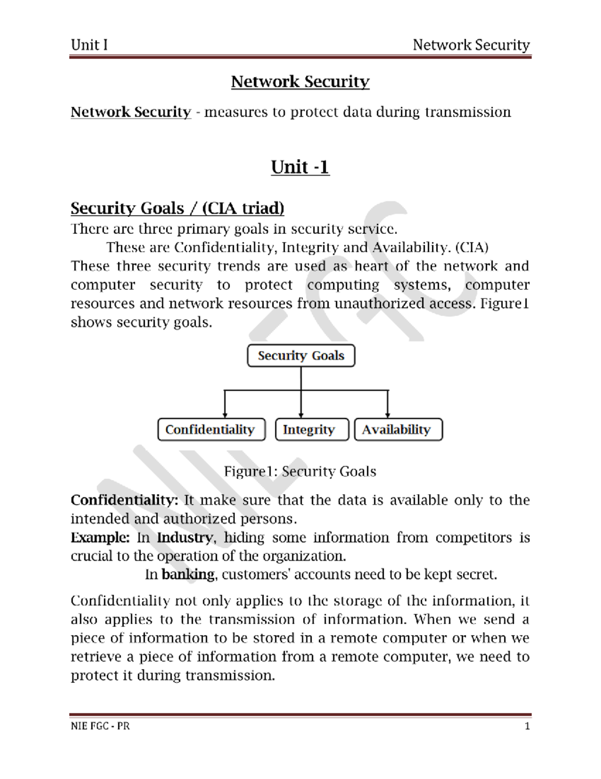 Network Security UNIT -1 - BCA - Studocu