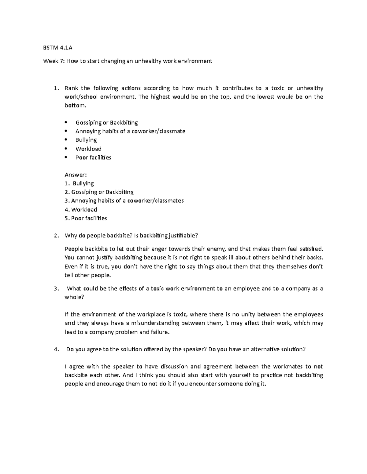 Euthenics- Week 7 Activity - BSTM 4 Week 7: How to start changing an ...