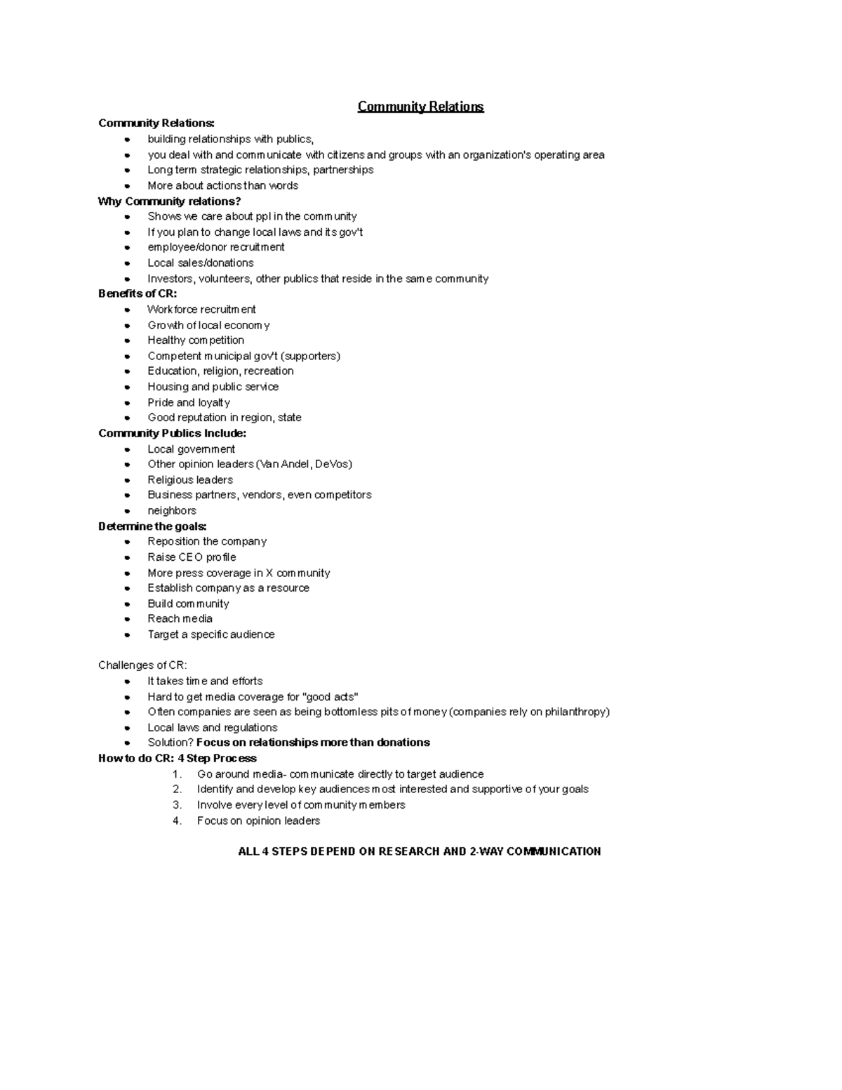 Community Relations- CAP 320 - Community Relations Community Relations ...