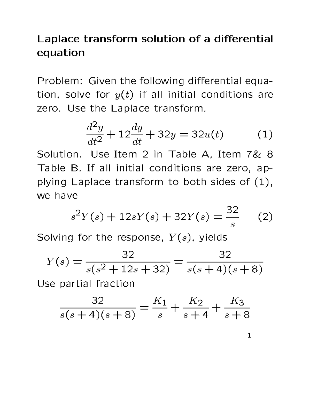 Laplace 2 introduction to Laplace - Laplace transform solution of a ...