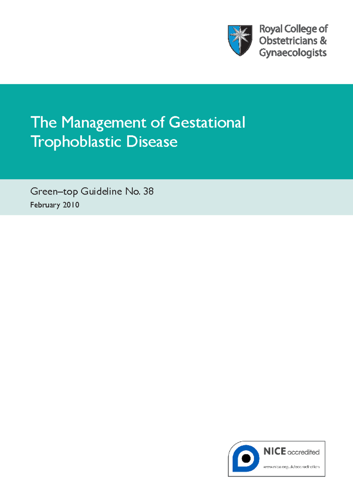 Mola RCOG - Guideline - The Management of Gestational Trophoblastic ...