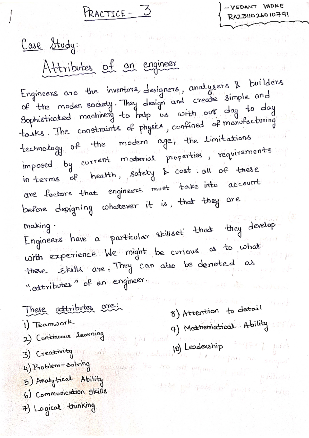 Case study on attributes of an engineer (philosophy of engineering) - B ...