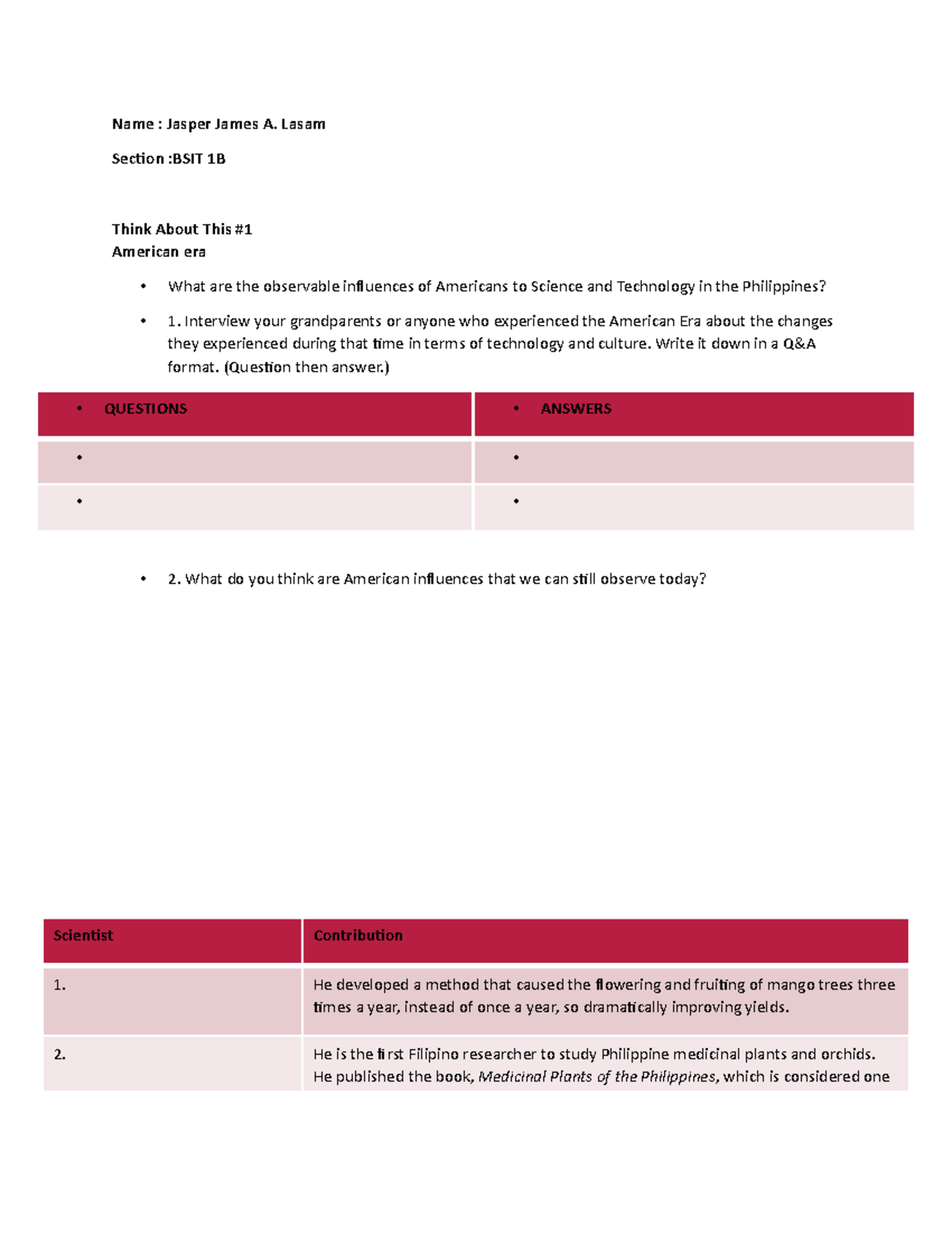 Think About This - kvjv - Name : Jasper James A. Lasam Secion :BSIT 1B ...