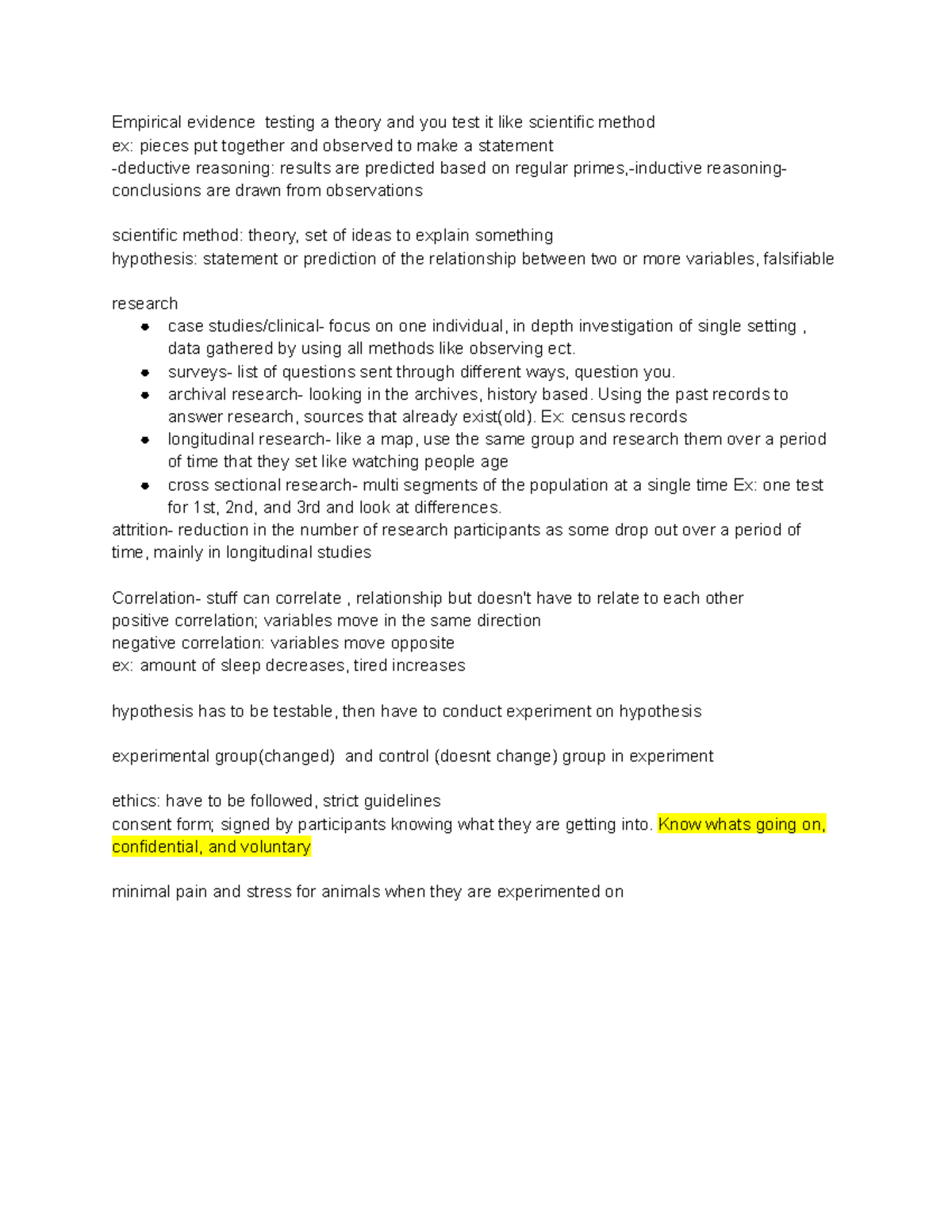 Psychology notes - Empirical evidence testing a theory and you test it ...