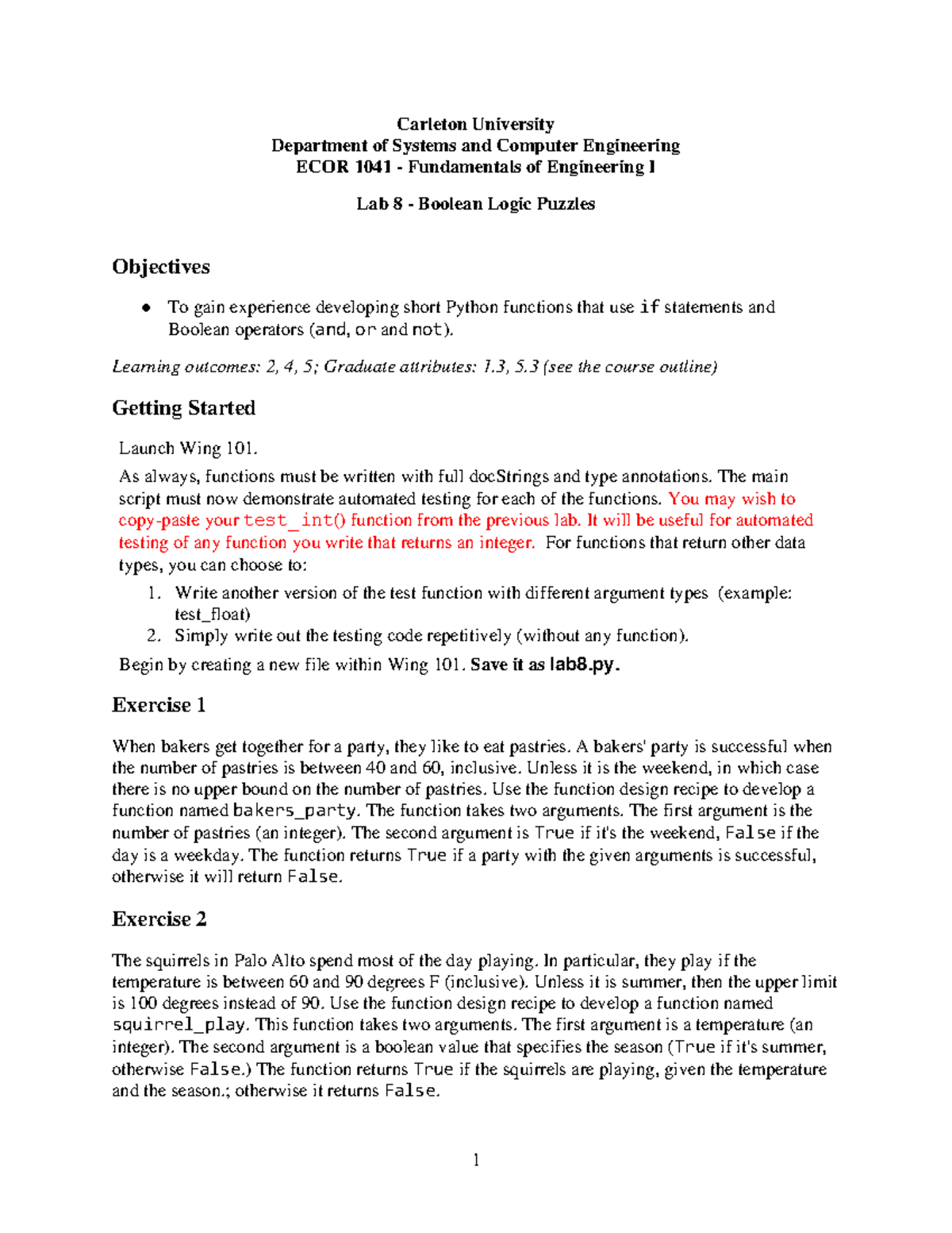 Lab8 - notes - 1 Carleton University Department of Systems and Computer ...