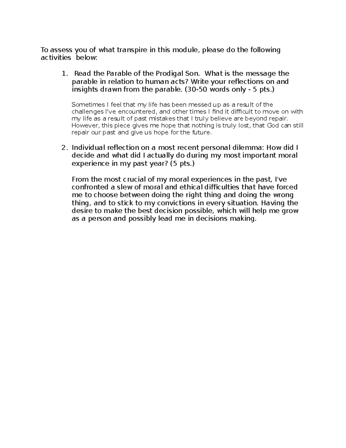 M3 post task assessment - To assess you of what transpire in this ...