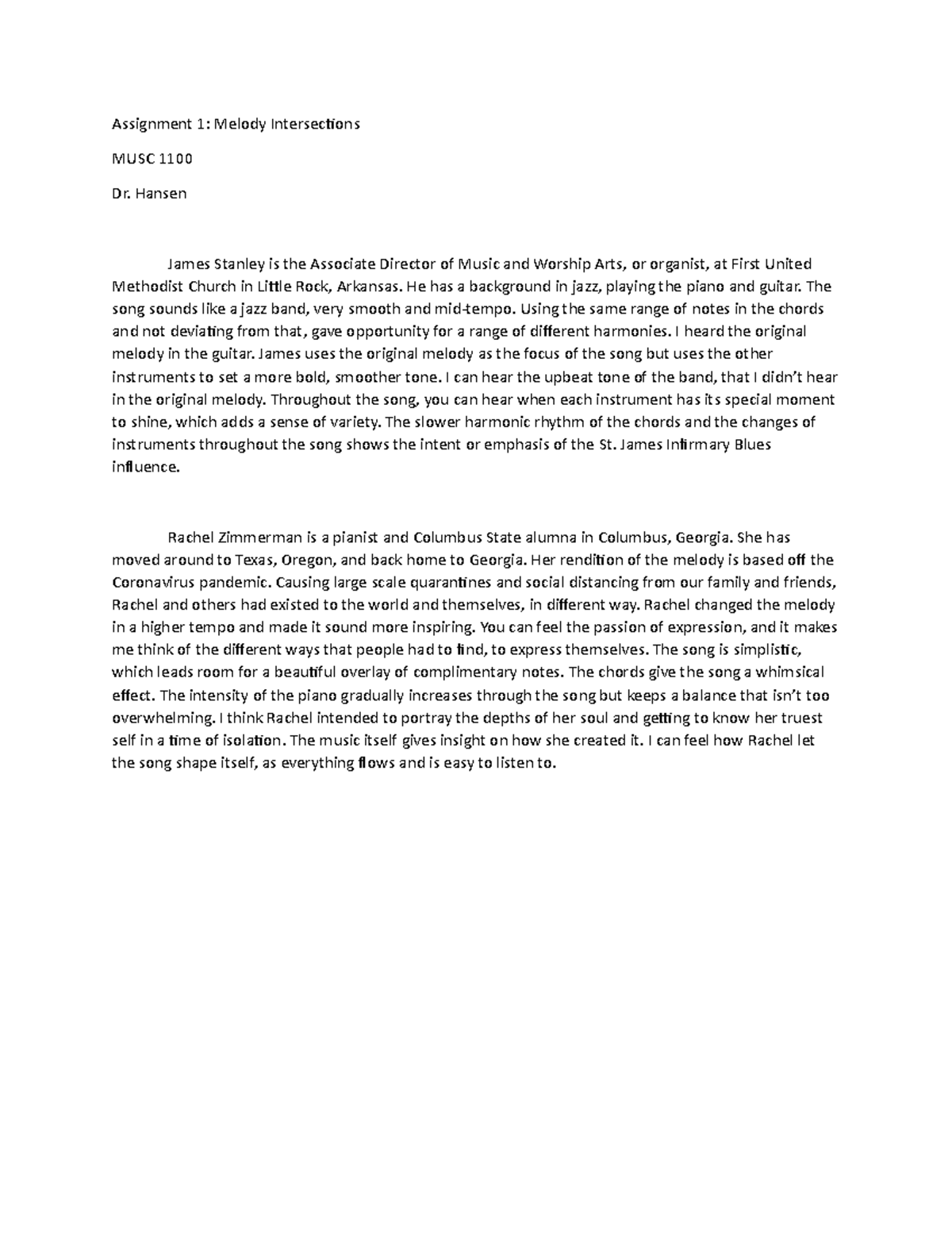 Assignment 1 Melody Intersections - Assignment 1: Melody Intersections ...