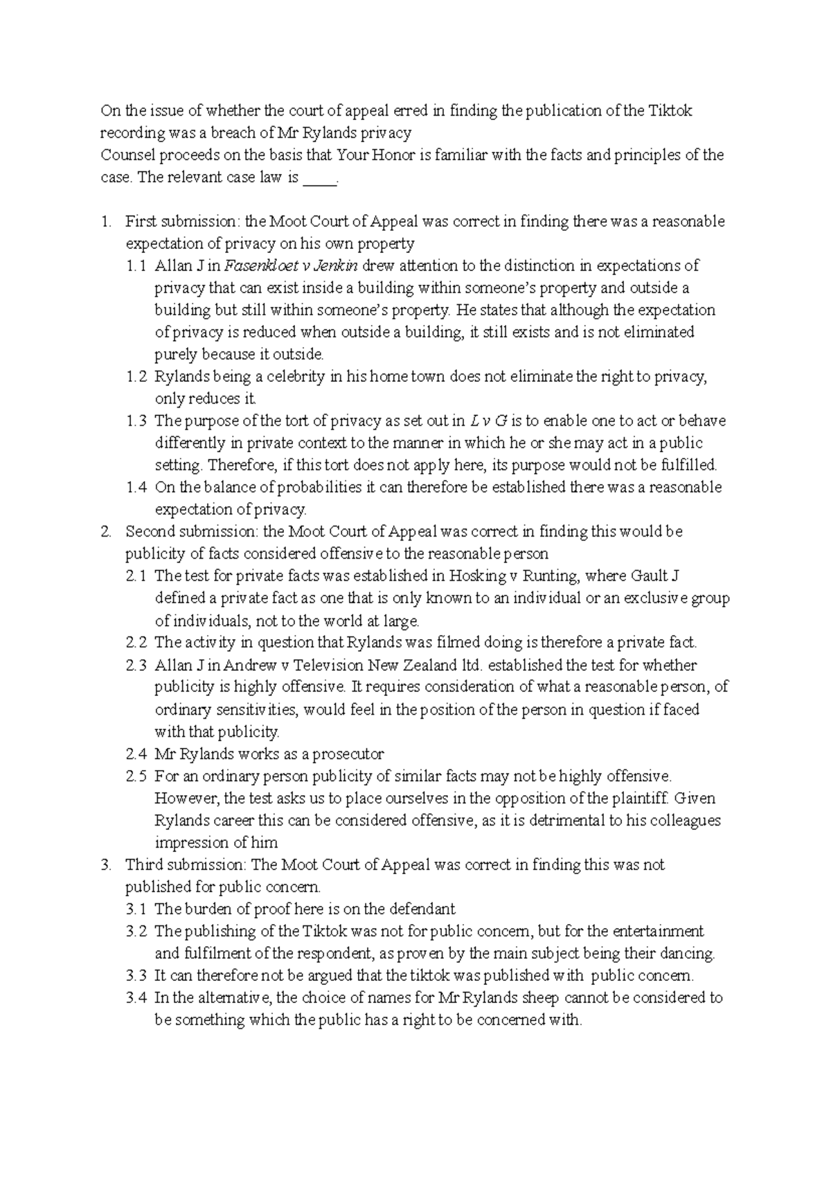 Written submission moot part I - On the issue of whether the court of ...