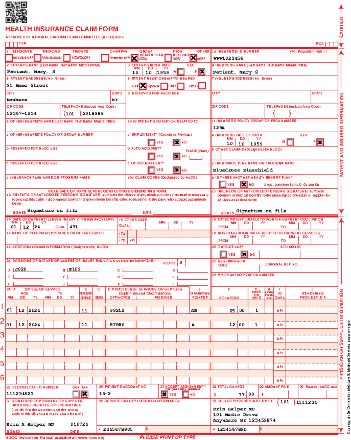 13-2 CMS1500 Claim - PLEASE PRINT OR TYPE Courtesy of the Centers for ...