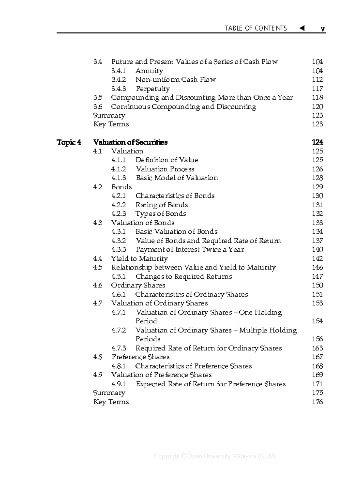 Valuation of Securities - TABLE OF CONTENTS W v 3 Future and Present ...