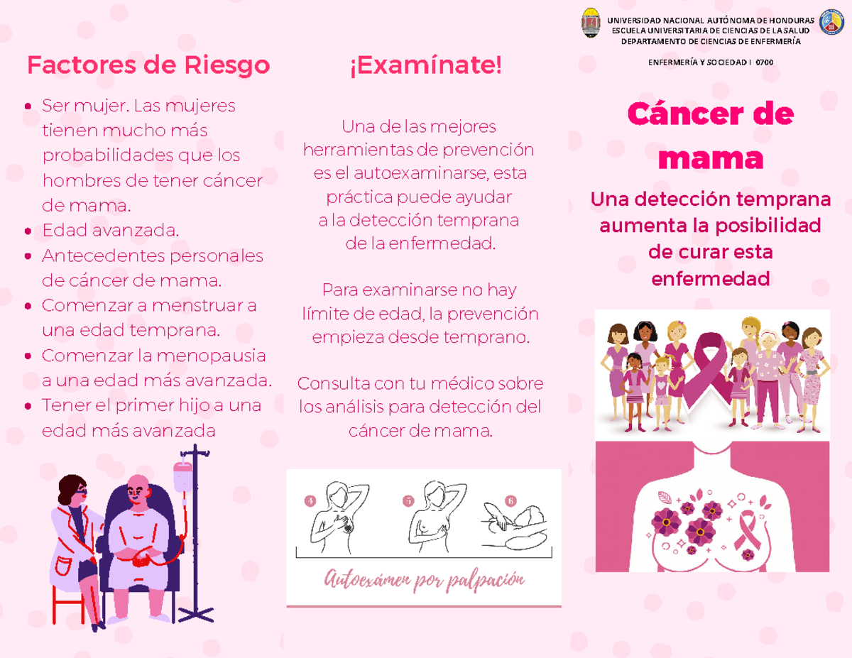 Folleto sobre la prevención del cáncer de mama ilustrado moderno rosa ...