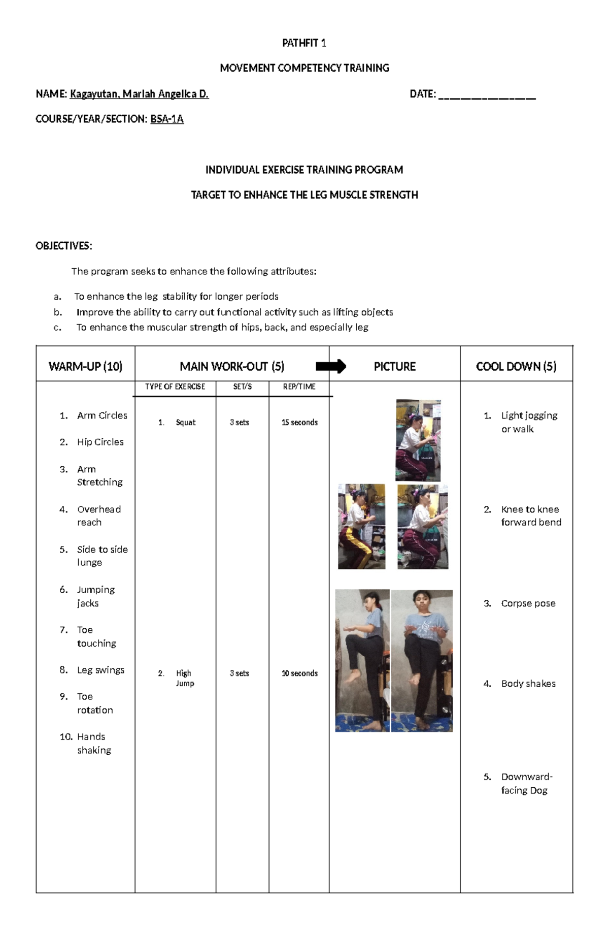 Yooooooo - Notes - PATHFIT 1 MOVEMENT COMPETENCY TRAINING NAME ...