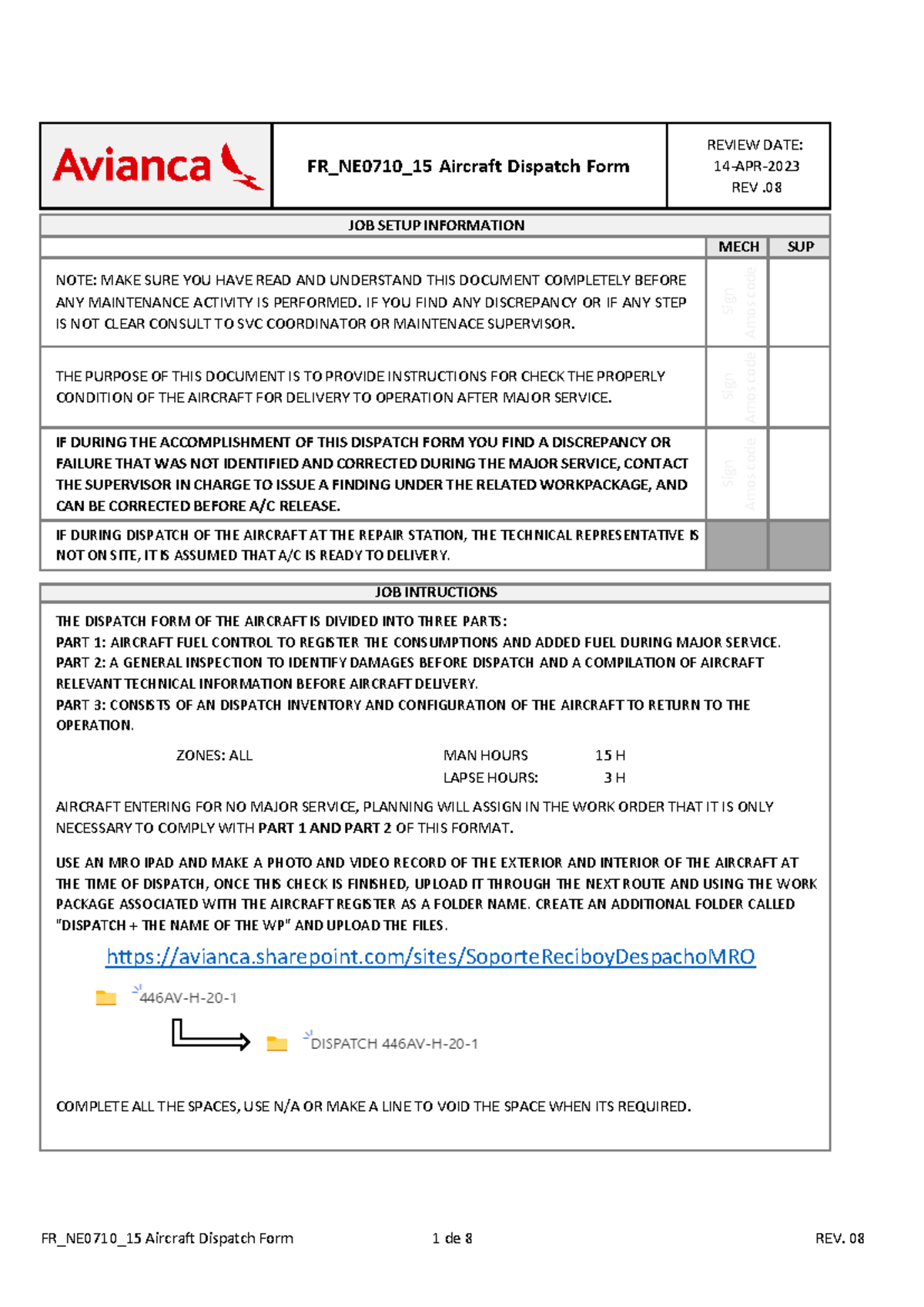 FR NE0710 15 Aircraft Dispatch Form - REV-08 - Scheduling e Inventarios ...