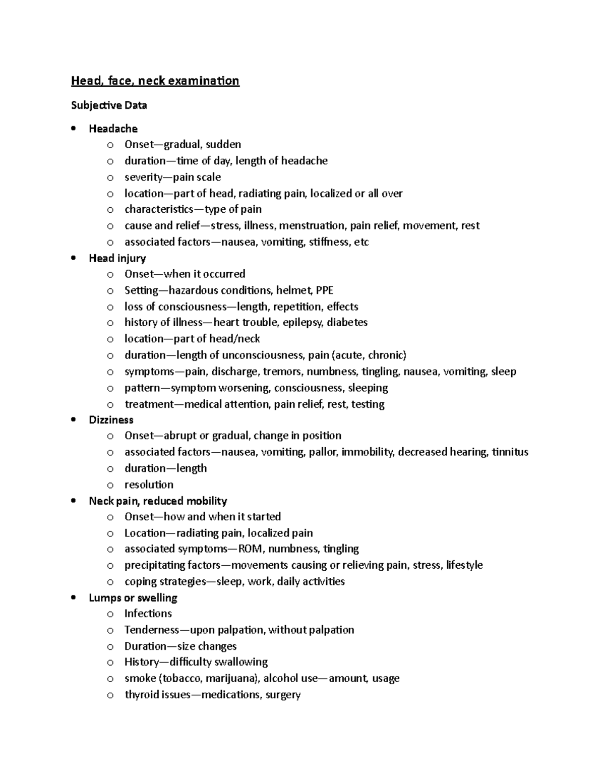 Head, neck, mouth, throat examination - Head, face, neck examination ...