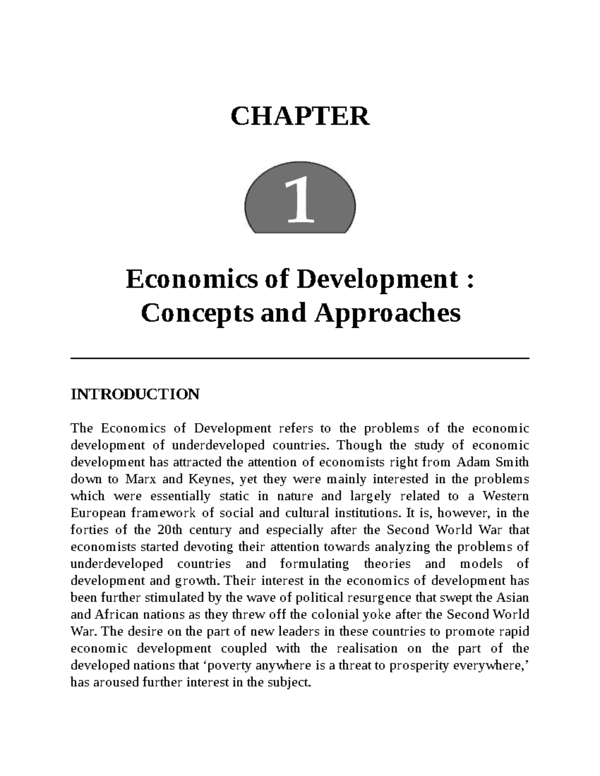 The Economic of Development chapter 1 - CHAPTER Economics of ...