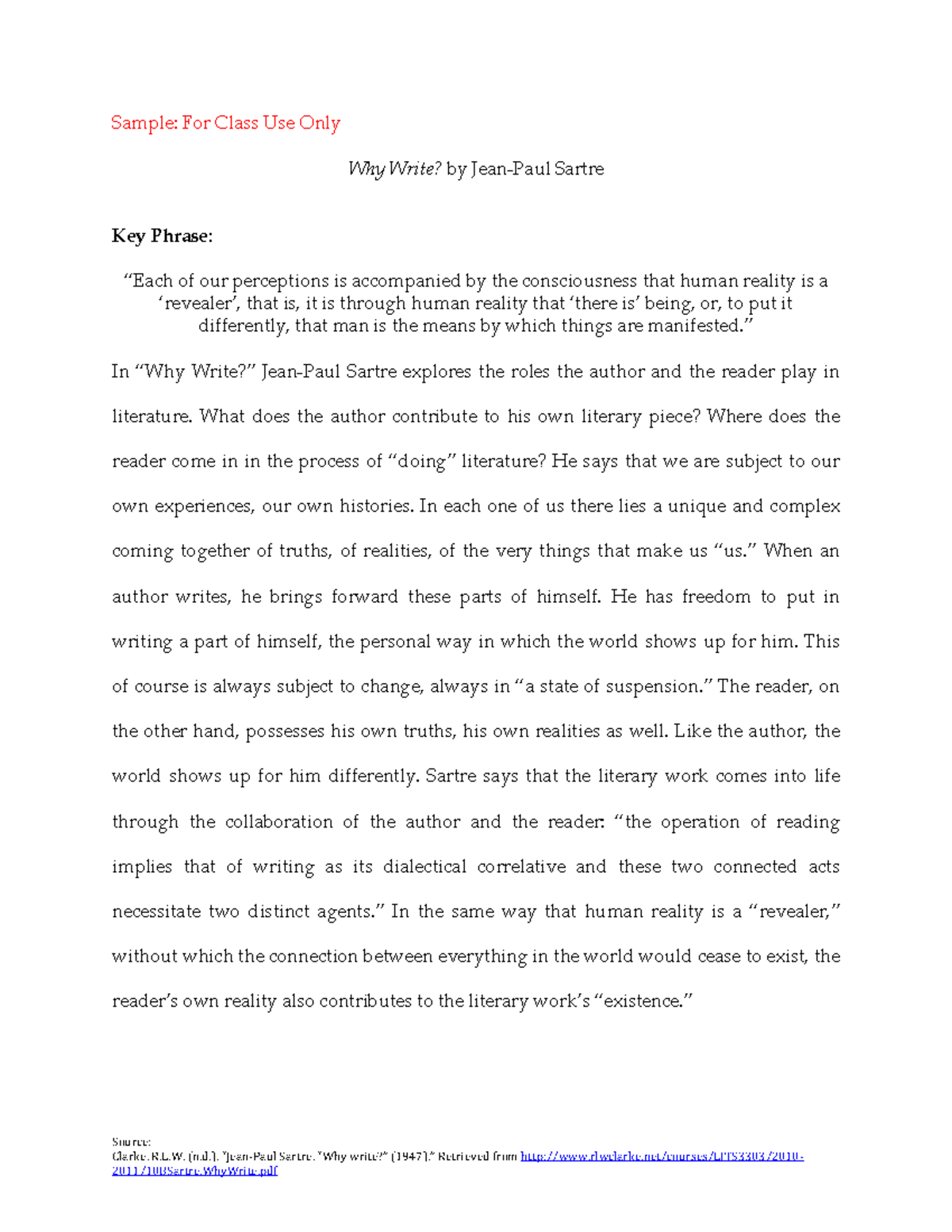 Sample - Key Phrase - asdasdad - Source: Clarke, R.L. (n.). “Jean-Paul ...