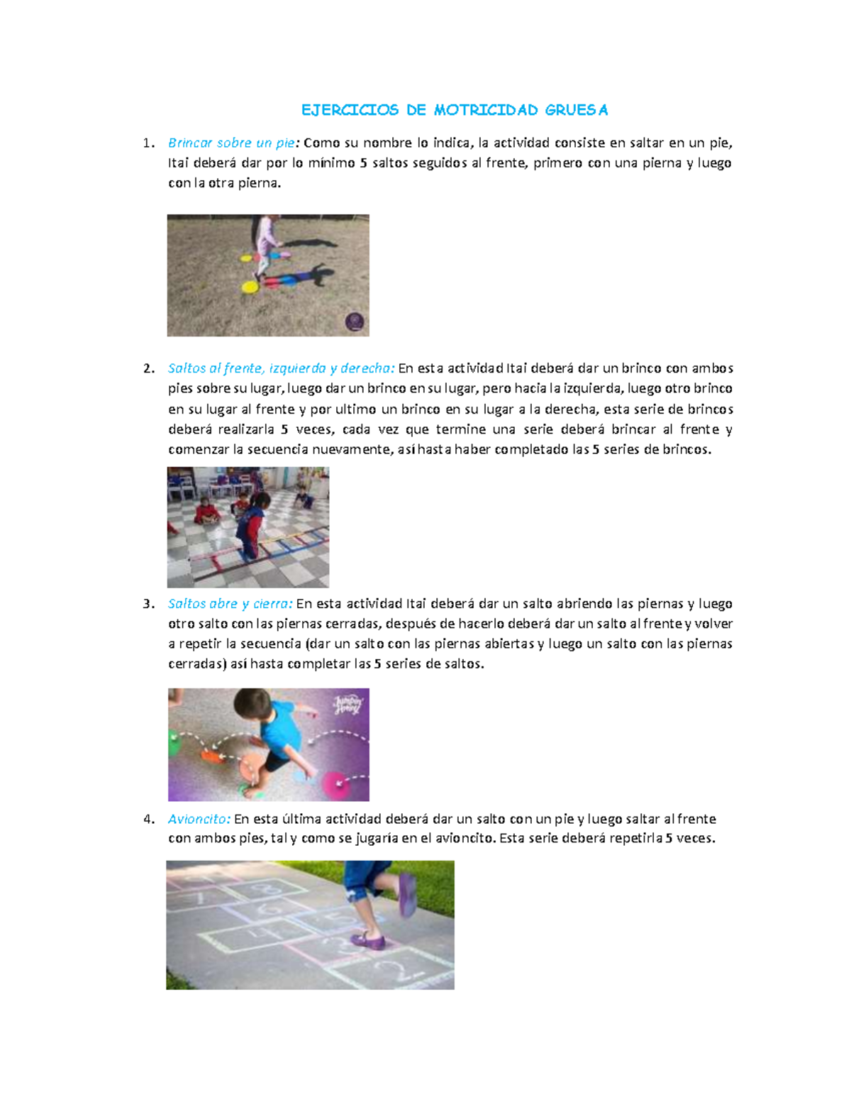 Actividades Motricidad Gruesa ITAI - EJERCICIOS DE MOTRICIDAD GRUESA ...