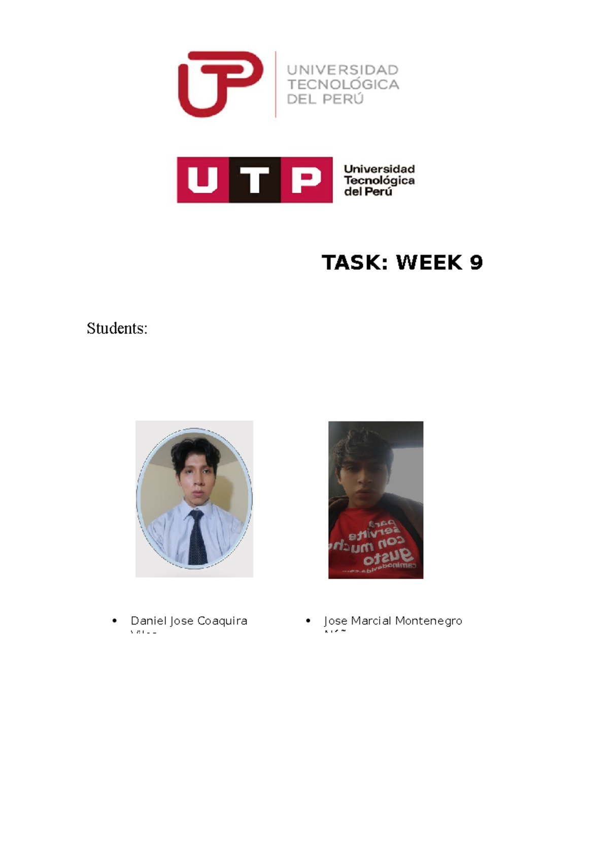 Tarea de semana 9 TA2 - Ingles I - TASK: WEEK 9 Students: Daniel Jose Coaquira Vilca Jose - Studocu