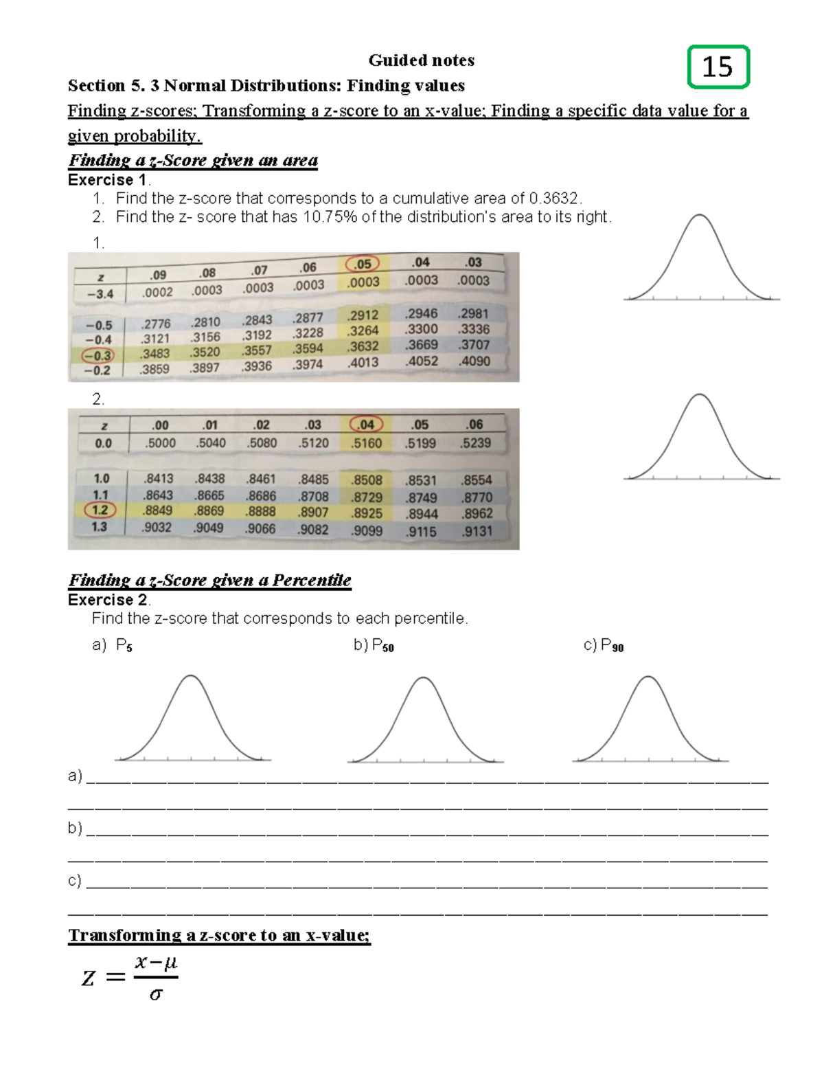Lesson 15 (Exam 3) - Leeson 15 for Exam 3 - Guided notes Section 5. 3 ...