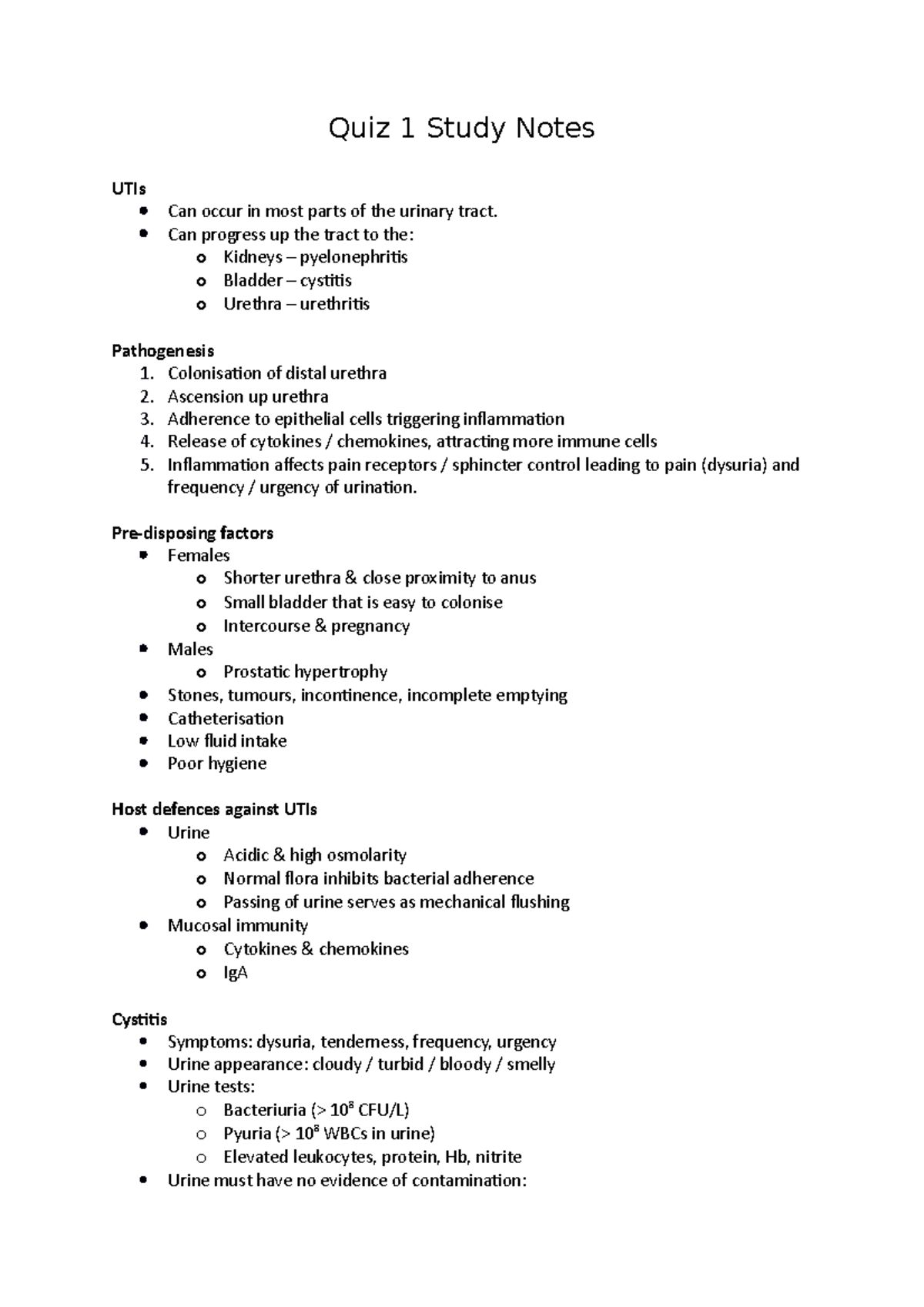 Quiz 1 Study Notes - This is for the subject microbiology diagnosis. It ...
