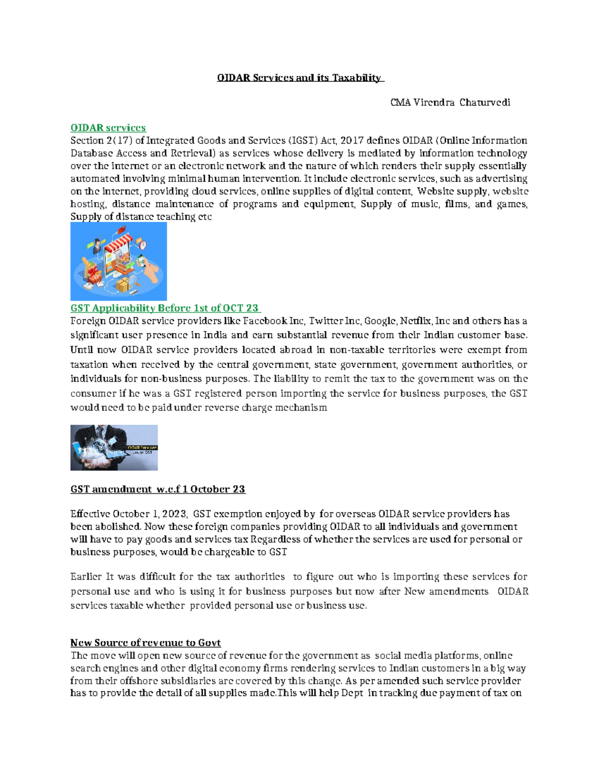 Oidar Services and Its Taxability - OIDAR Services and its Taxability ...