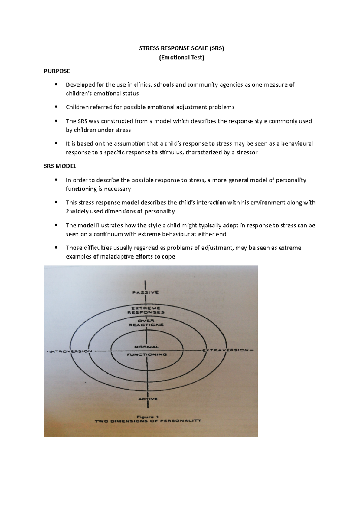 SRS Psychometric Test - STRESS RESPONSE SCALE (SRS) (Emotional Test ...