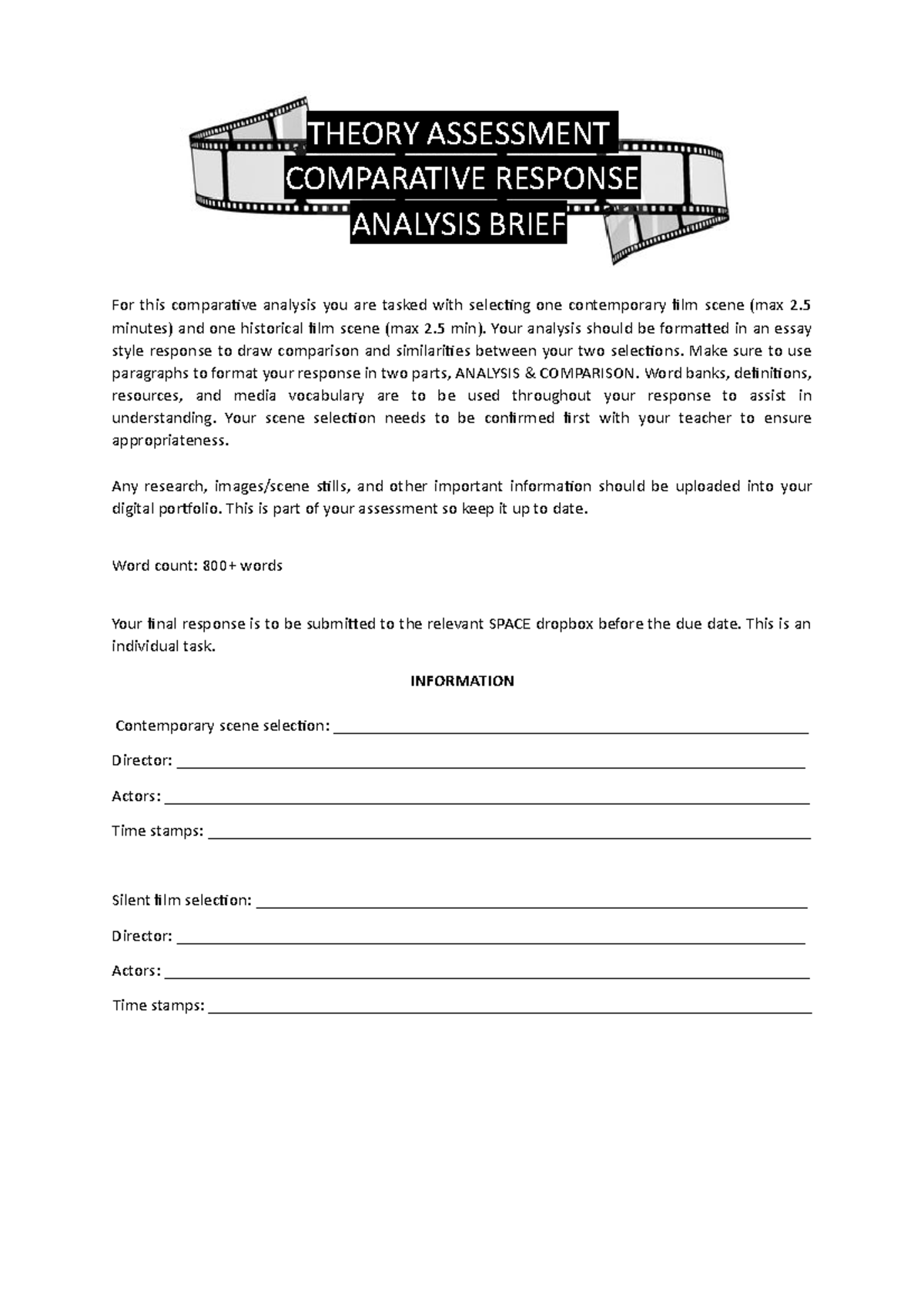 Theory Assessment 2 Comparative Analysis Theory Assessment Comparative Response Analysis