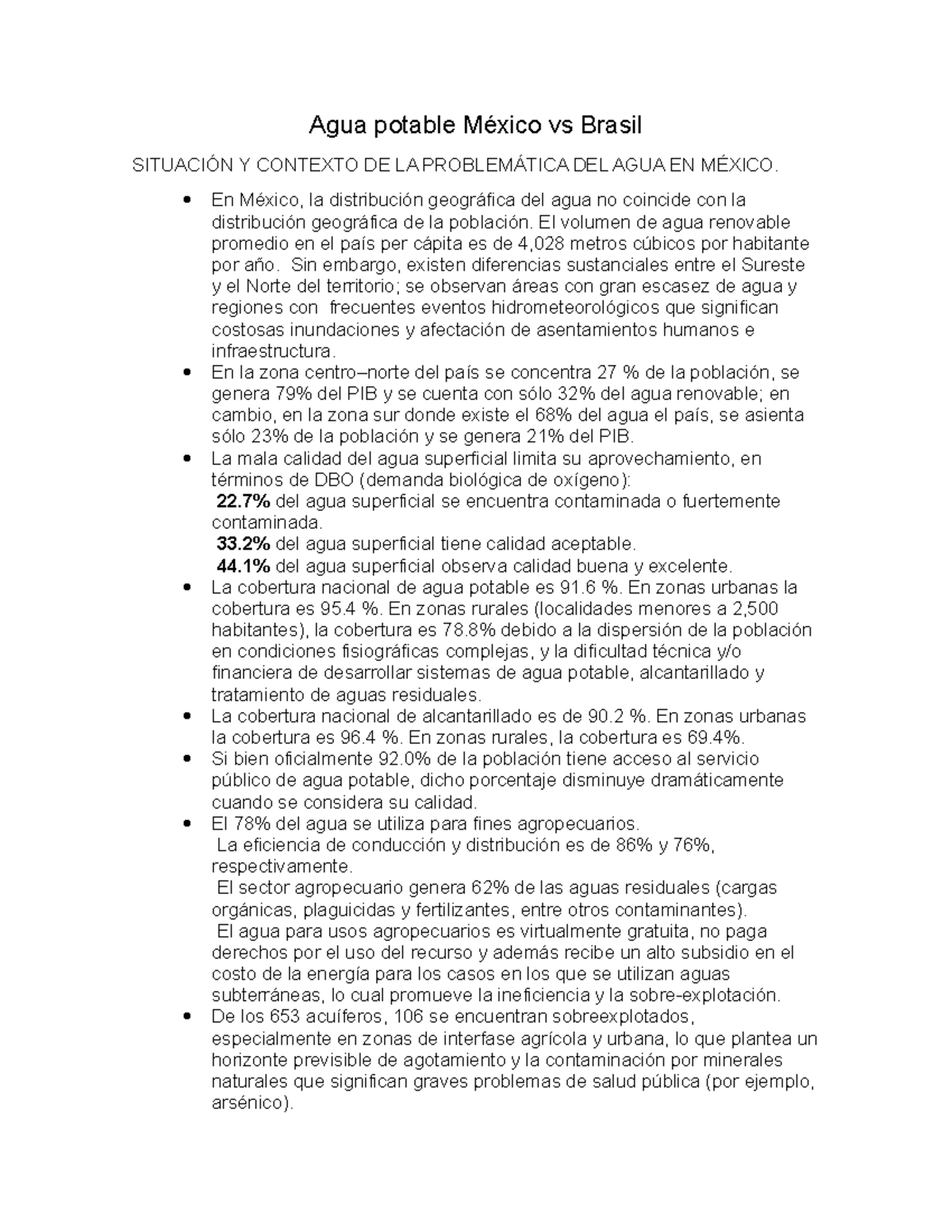 Agua potable Practica 3 - Agua potable México vs Brasil SITUACIÓN Y ...