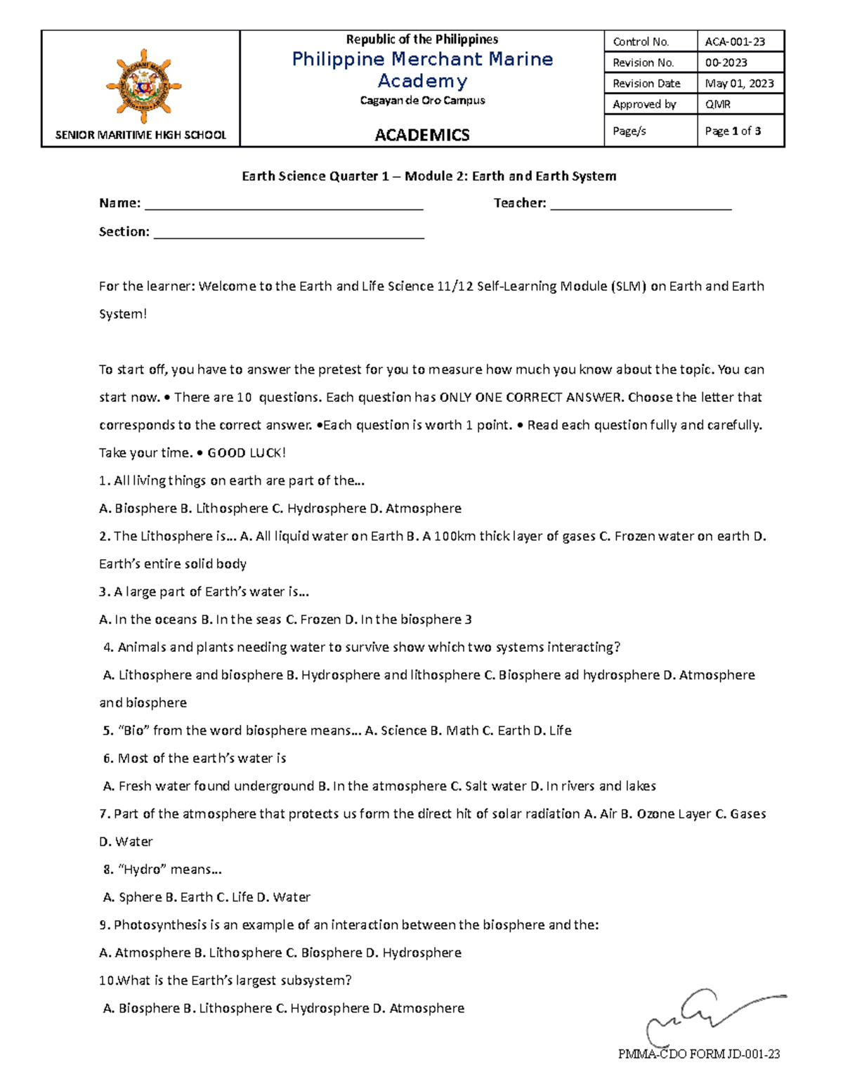 Earth-science-module-2-Quarter-1-Xyza - SENIOR MARITIME HIGH SCHOOL ...