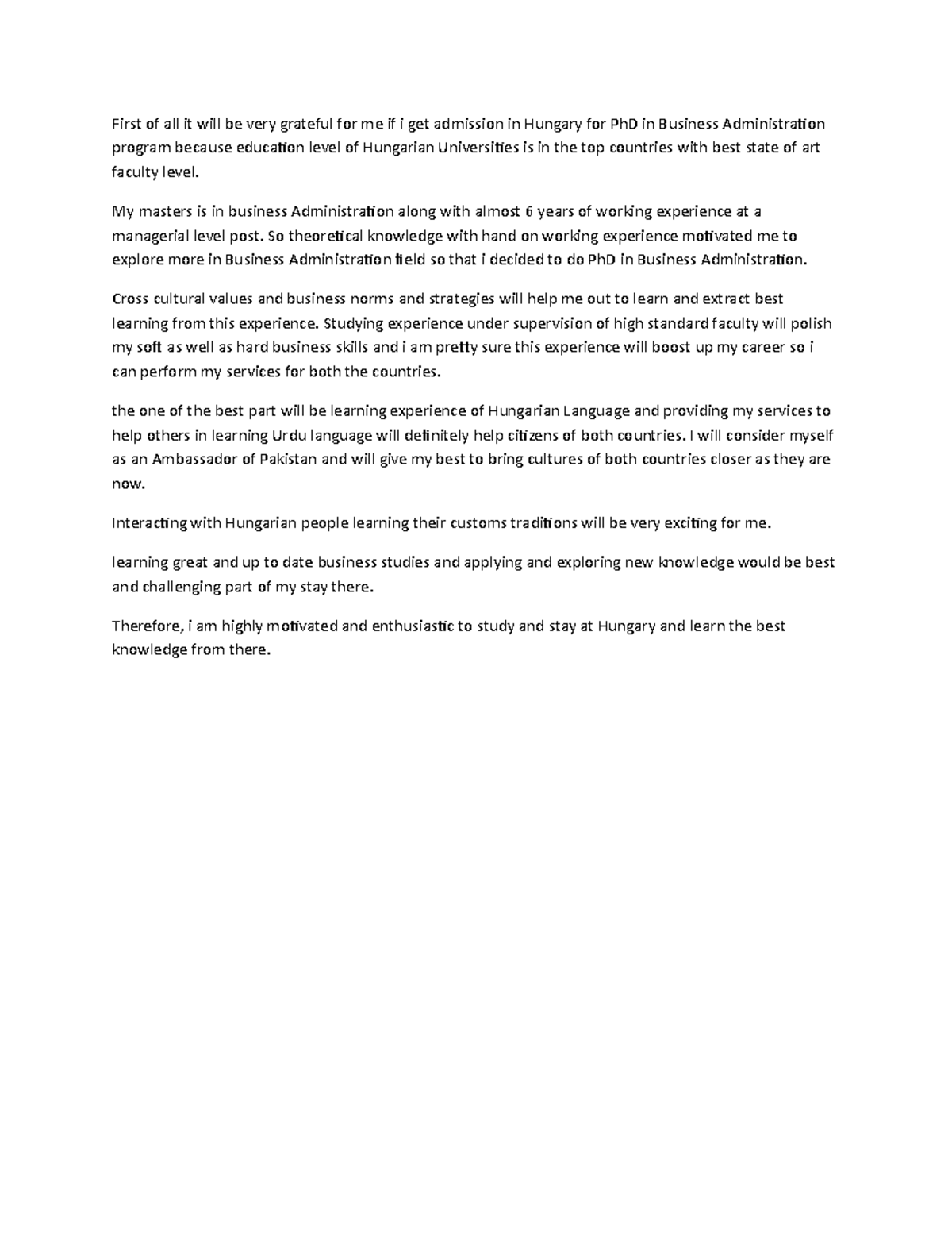 Motivation letter - related to management - First of all it will be ...