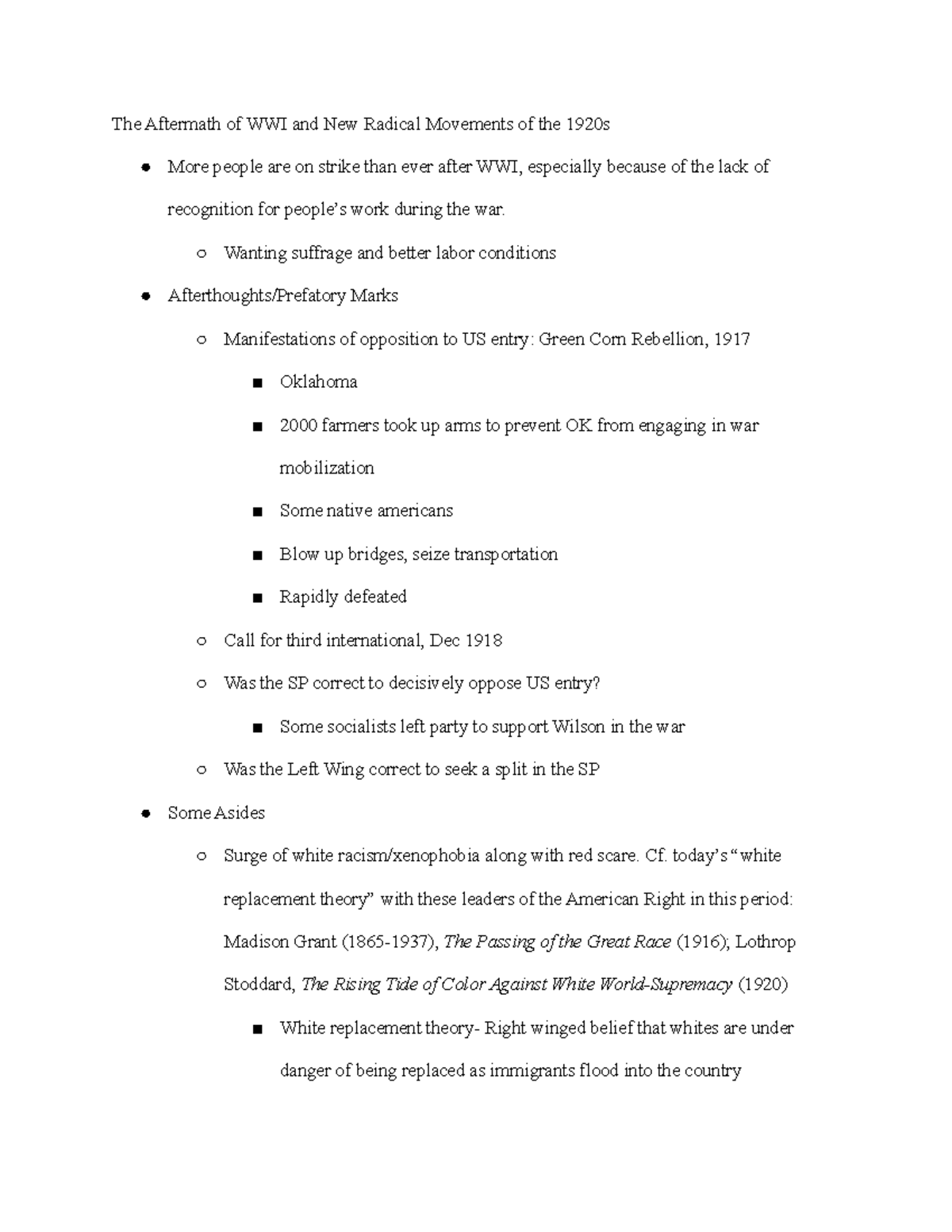 The Aftermath of WWI and New Radical Movements of the 1920s - Wanting ...