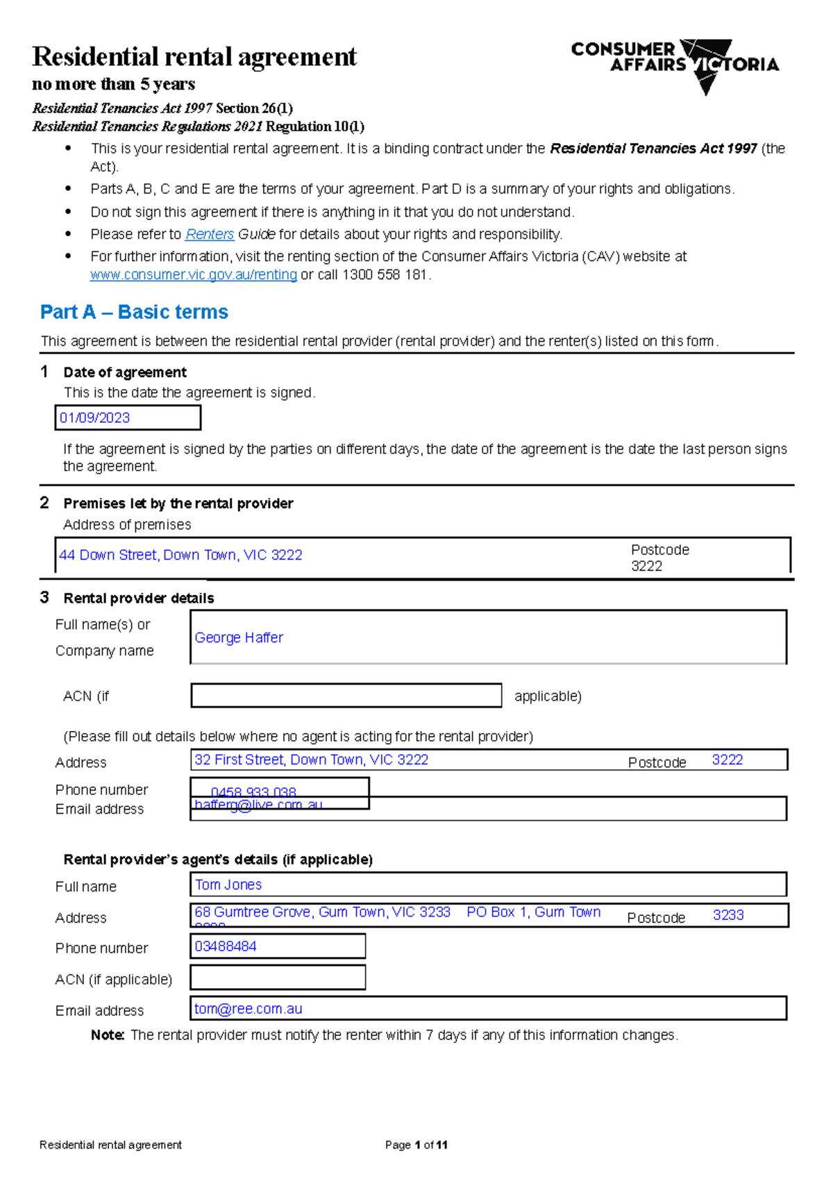 Cpprep 4122 - Form 1 RTA - Victoria.v1.0 (1)66666 - Residential rental ...