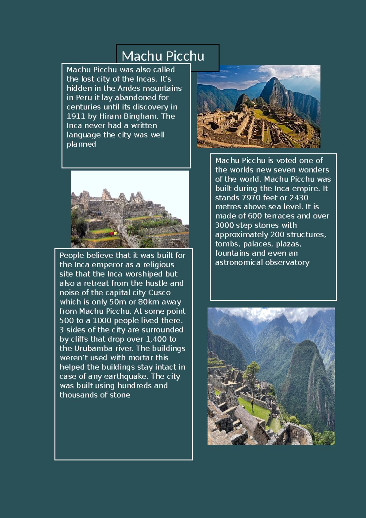 Machu Picchu - /';lknj - Machu Picchu is voted one of the worlds new ...