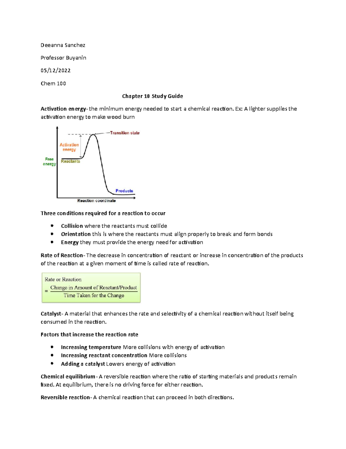 Chapter 9 Study Guide - Chem hw - Deeanna Sanchez Professor Buyanin 05 ...