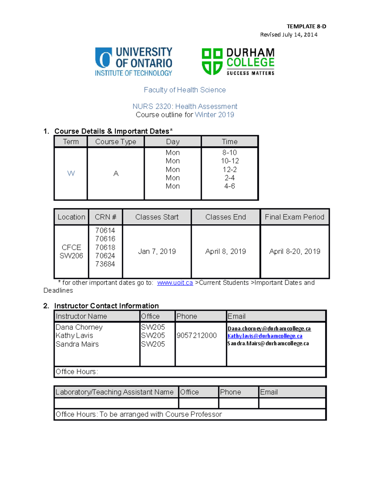 Health Assessment Course Outline - Studocu