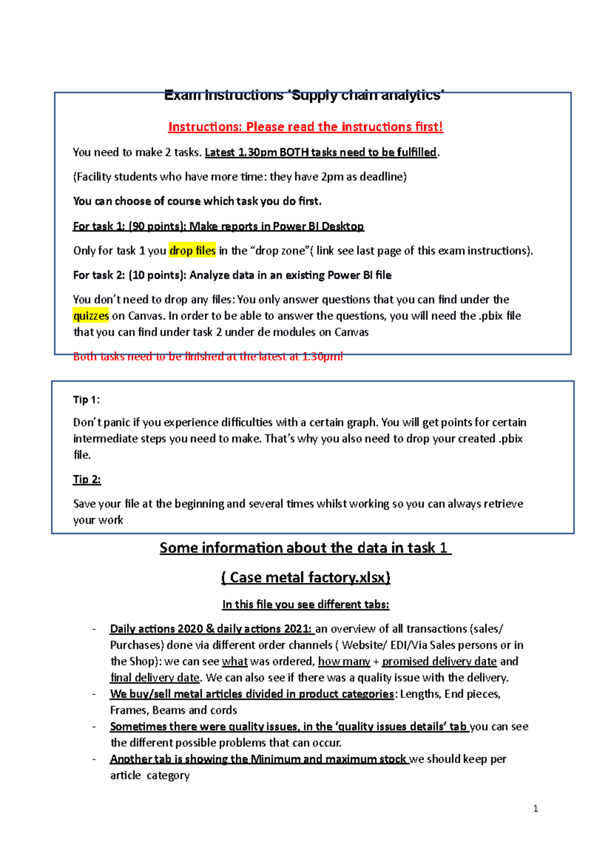Exam instructions 2nd try August 2022 SCA - Exam Instructions 'Supply ...