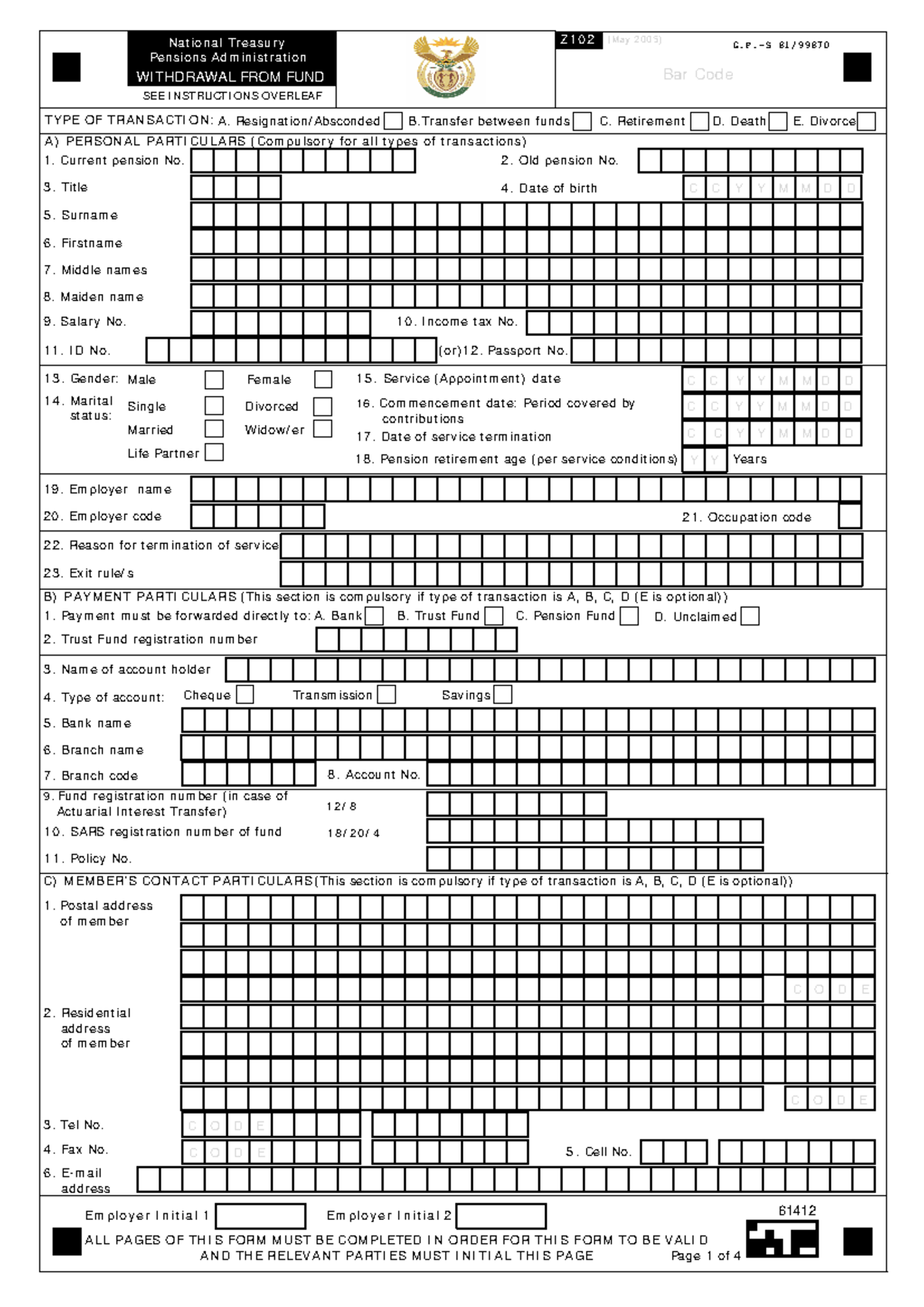 Z102 - Essays - G.-S 81/ Bar Code TYPE OF TRANSACTION: A) PERSONAL ...