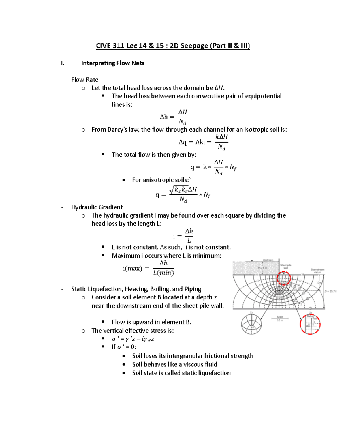 Fiche Lec 14 & 15 - CIVE 311 Lec 14 & 15 : 2D Seepage (Part II & III) I ...