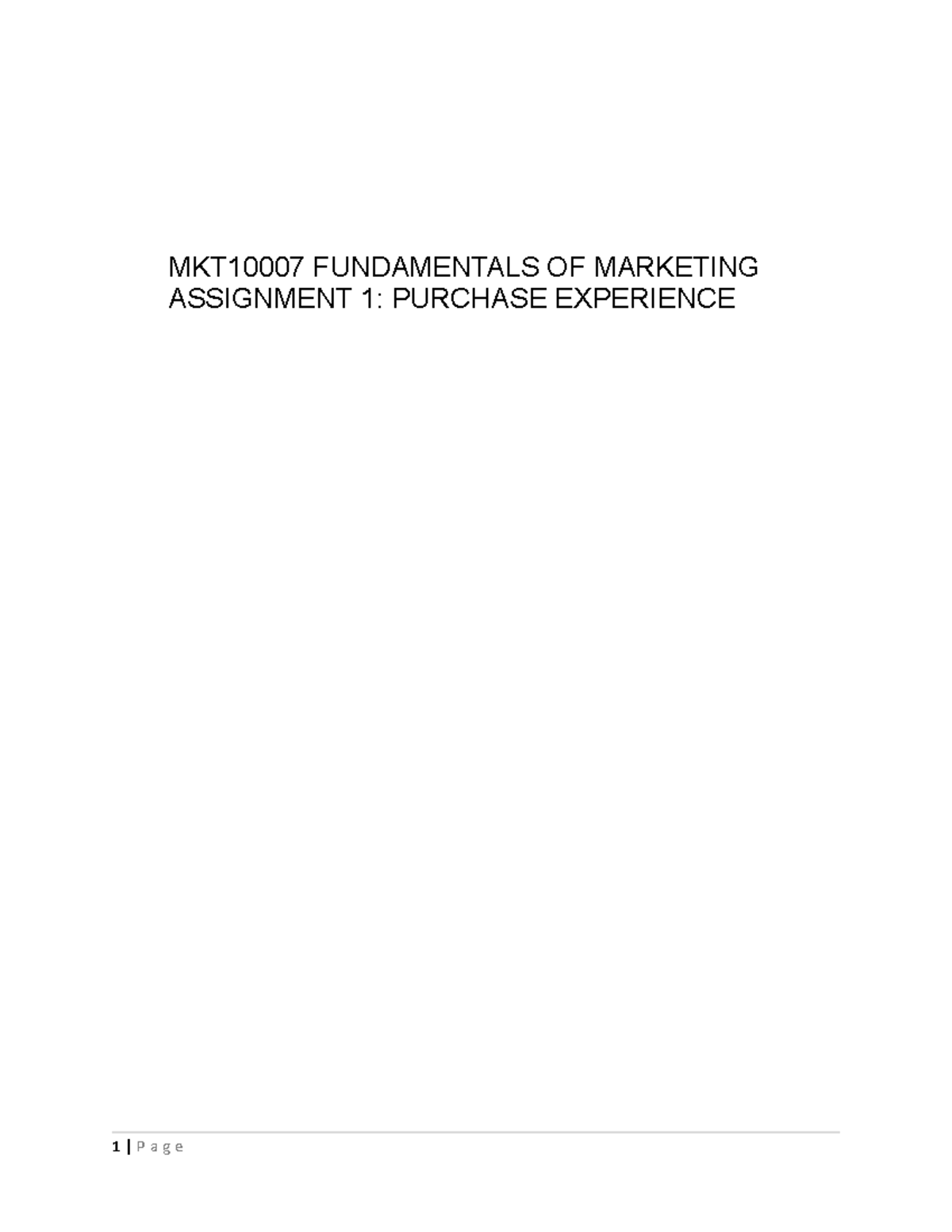 Mkt10007 Assignment 1 Mkt10007 Fundamentals Of Marketing Assignment 1